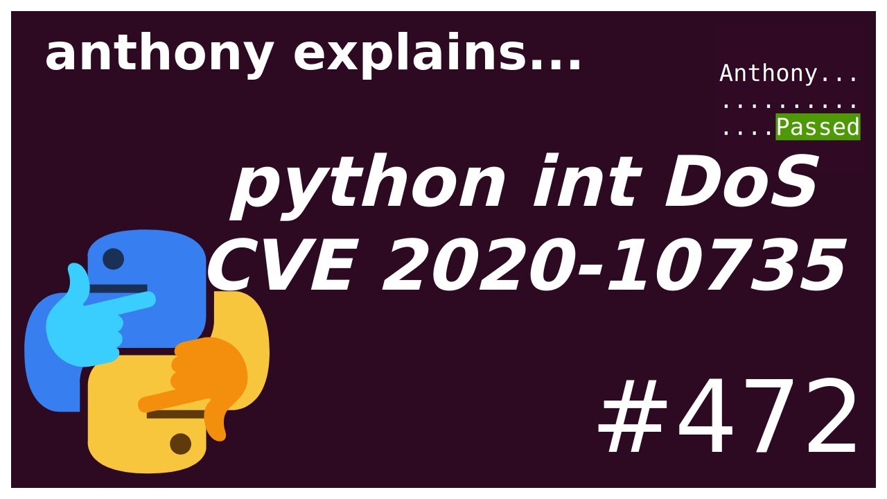 python int DoS vulnerability (CVE 2020-10735) (beginner - intermediate) anthony explains #472