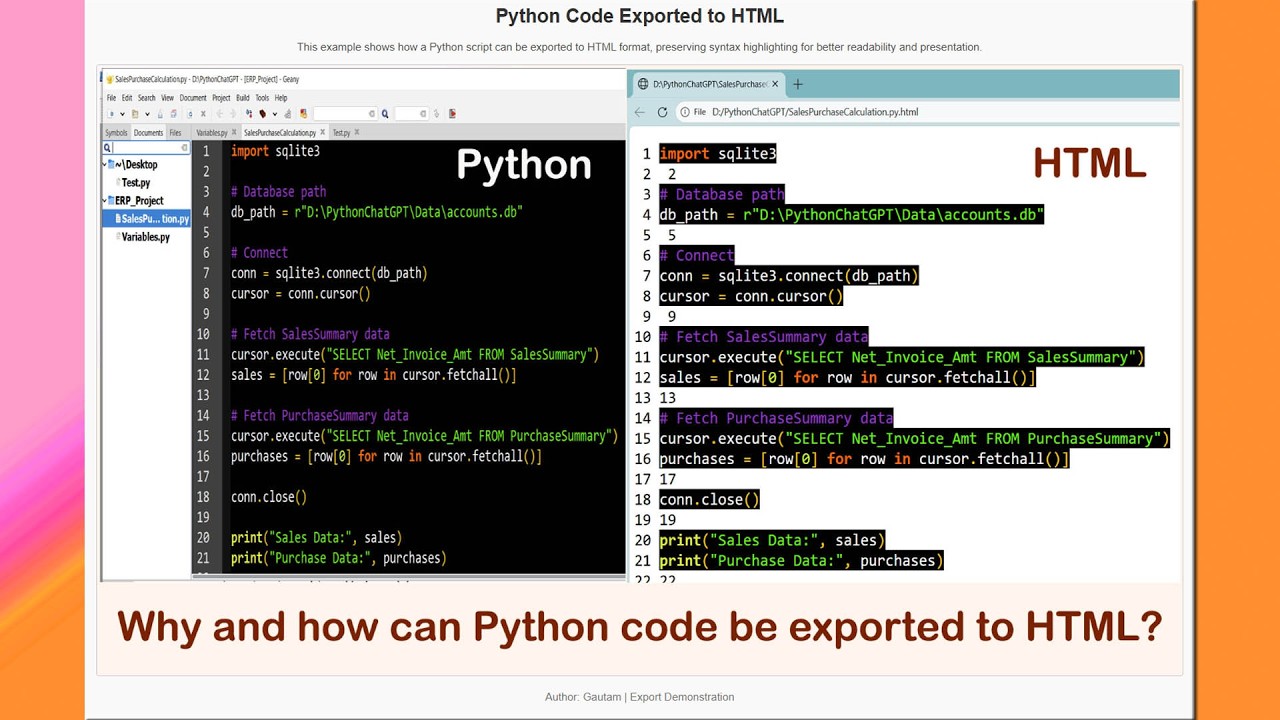 Exporting Python Code to HTML | 3 Method | Use AI | Use Google Search