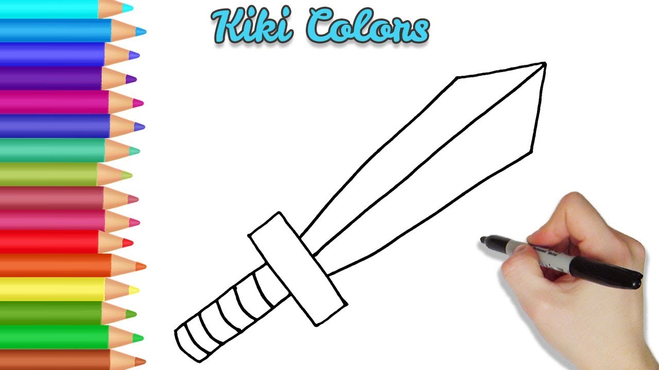 How to Color a Sword | Teach Drawing for Kids and Toddlers Coloring Page Video