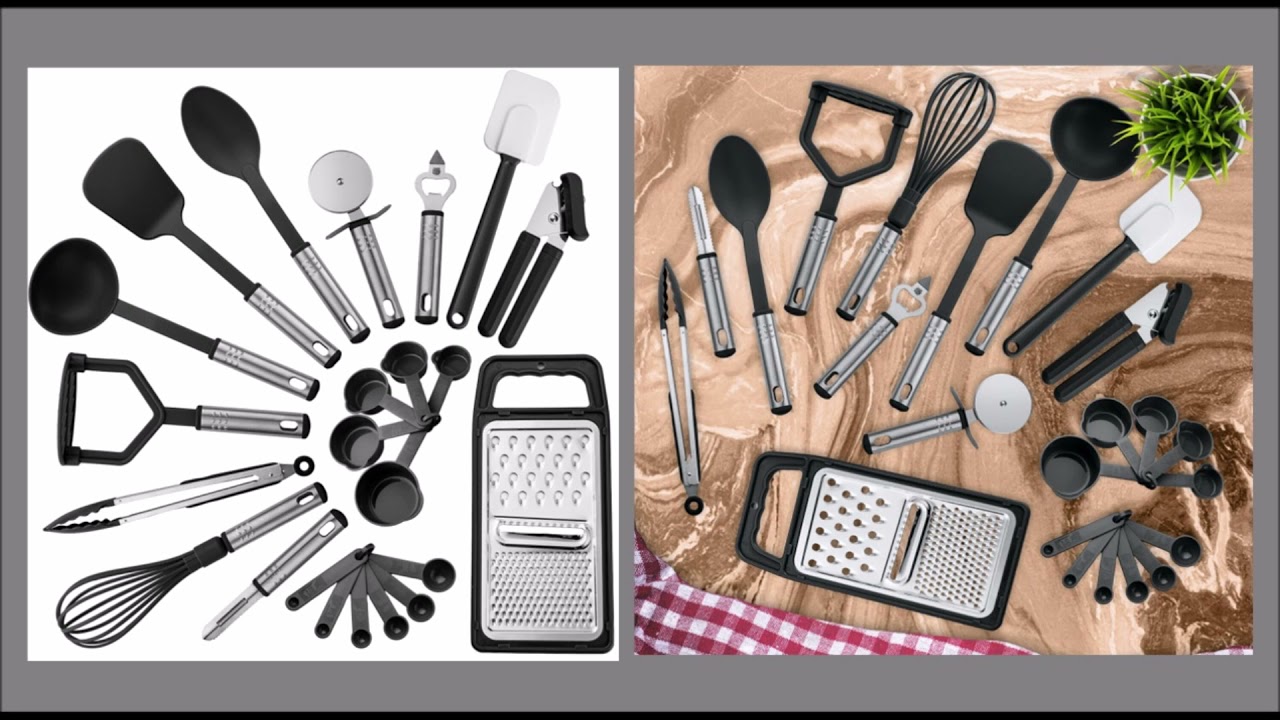 Lux Decor Collection Cooking Utensils Set 23 Piece Stainless Steel Heat Resistant Nylon Kitchen Tool