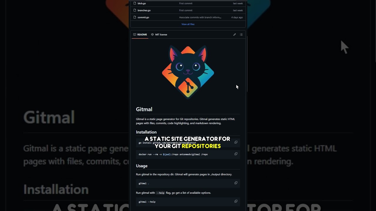 Gitmal: a static site generator for your Git repositories  #github