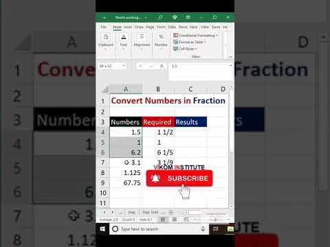 Convert numbers in fraction |#exceltricks |#youtube|@techinside905