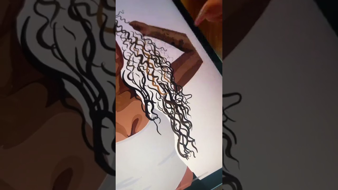 Quick self portrait #procreate #procreateapp #process #curly #curls #drawingcurls