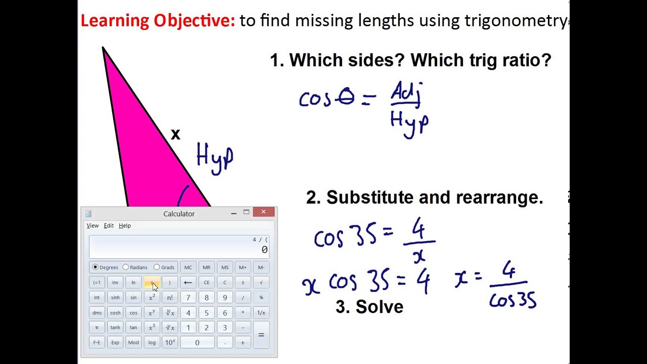 Finding a missing length using trigonometry