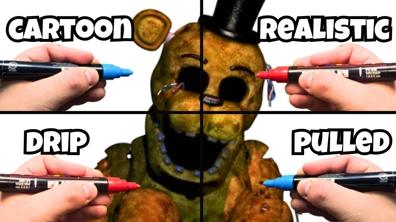 Drawing Golden Freddy In 4 WILDLY Different Styles!