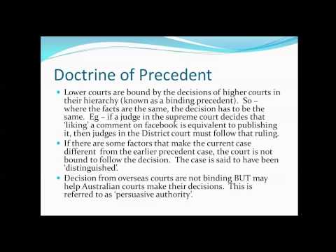 Precedent, Original and Appellate Jurisdiction and Common and Statute law