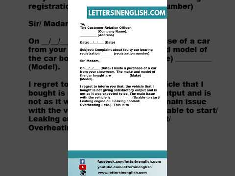 Complaint Letter for Faulty Car