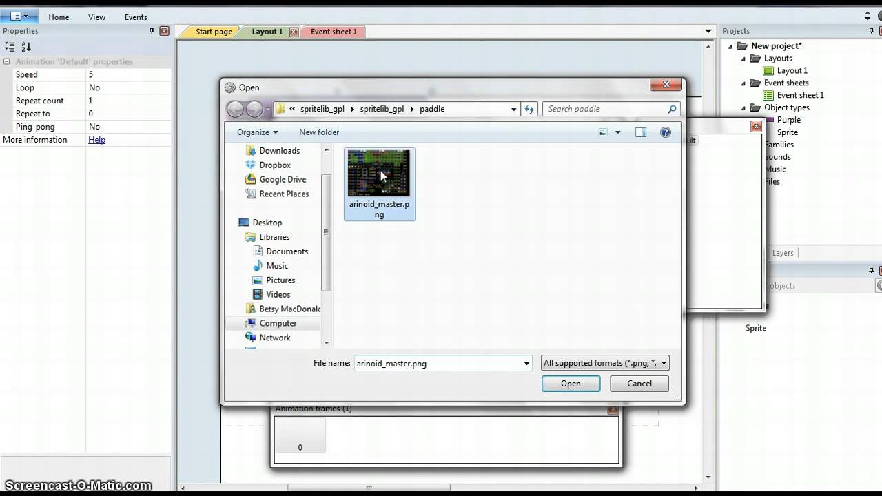 Using Sprite Sheets in Construct 2