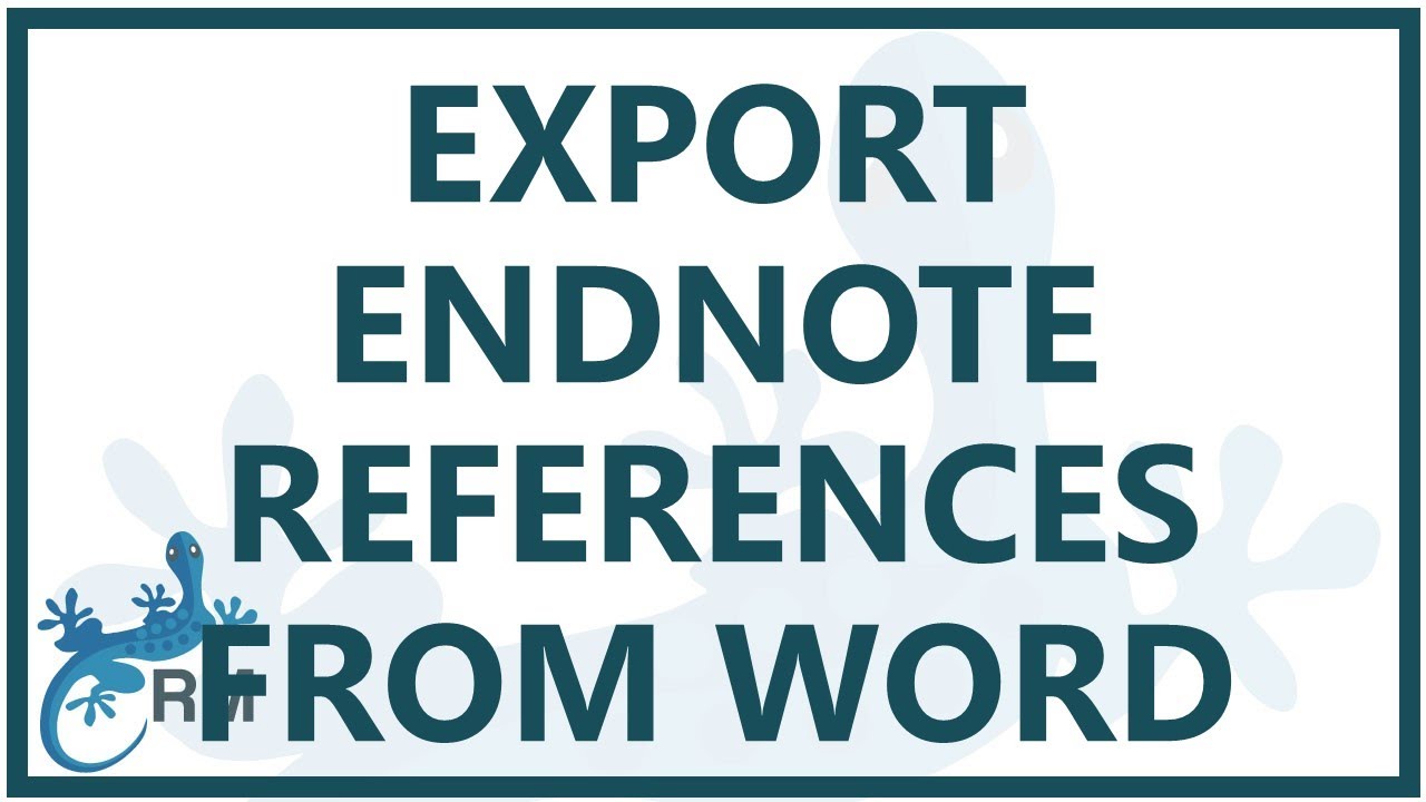 EndNote: how to export references from a Microsoft Word document