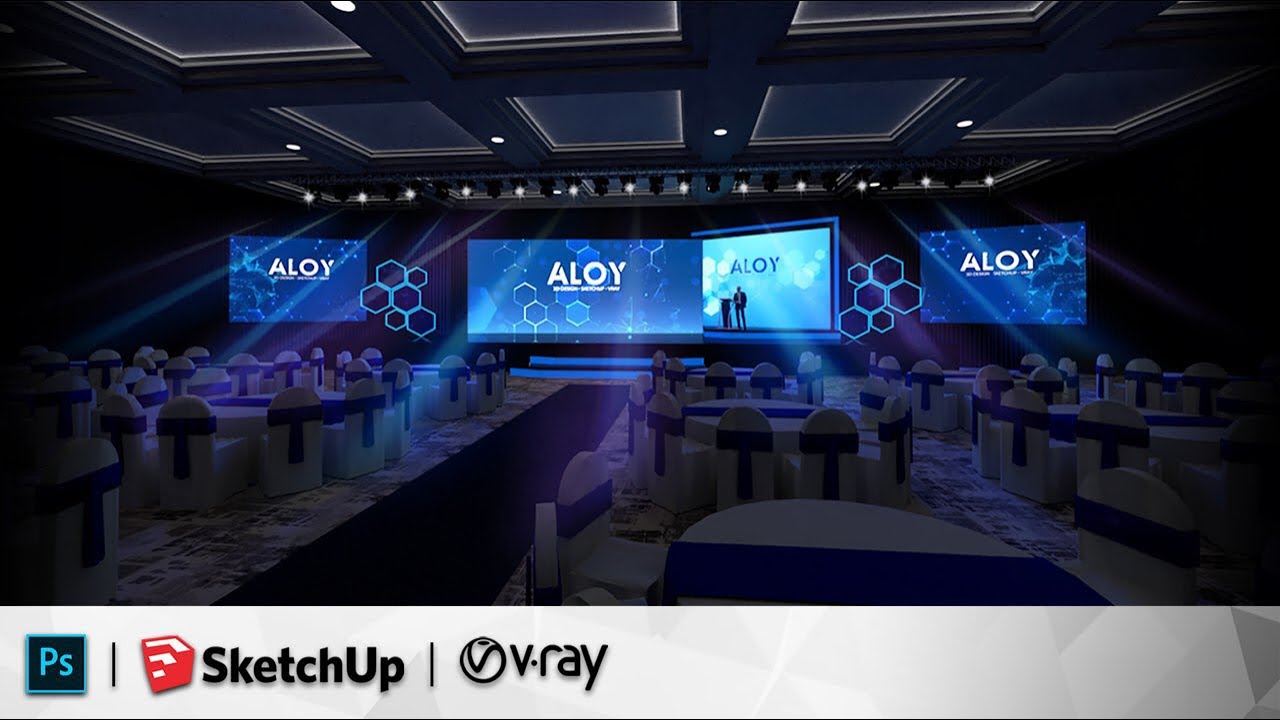 SKETCHUP VRAY STAGE DESIGN TUTORIAL ( NO PLUGIN )