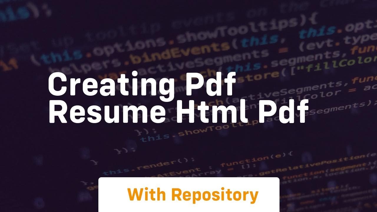 Creating pdf resume html pdf