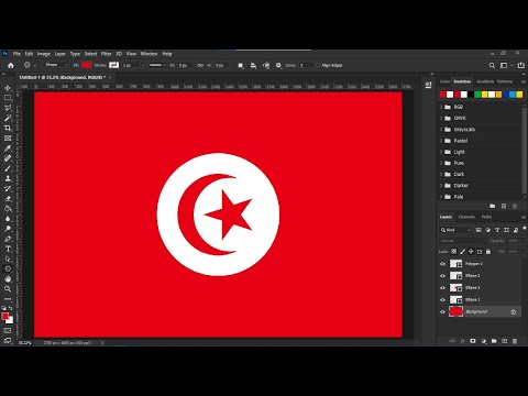 Flag of Tunisia design in Photoshop