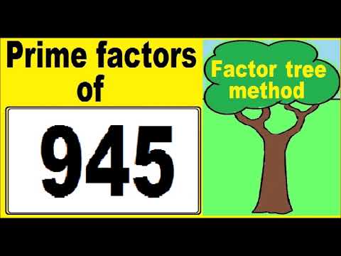 Prime factors of 945. Prime factors decomposition of 945. Factor tree method.