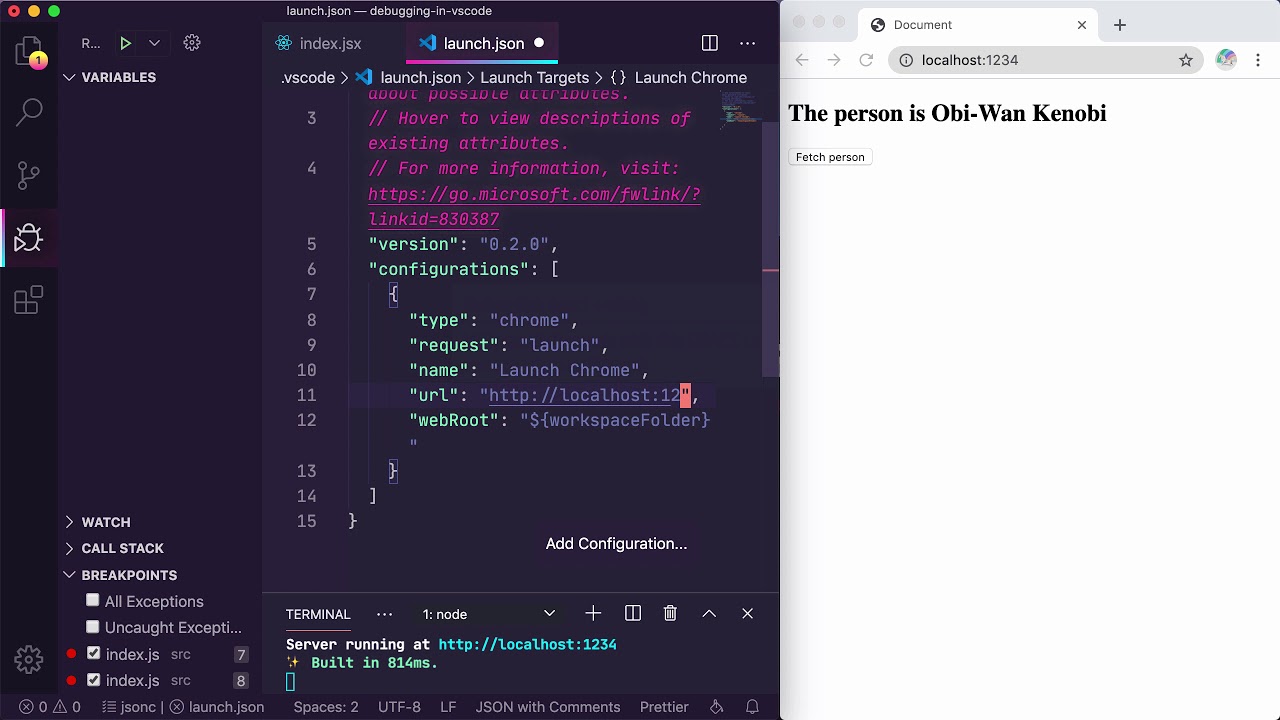 Debug frontend code in VS Code (5/5 - Debugging in VS Code)