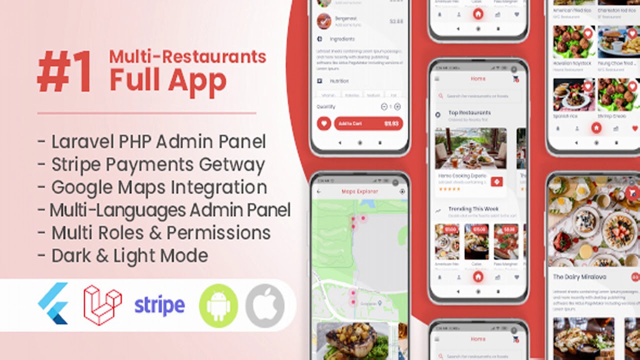 Multi Restaurants Flutter + PHP Laravel Admin Panel | Codecanyon Scripts and Snippets