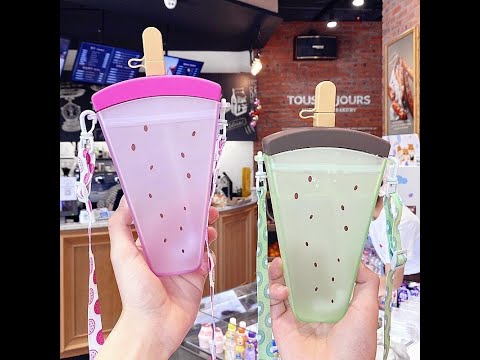 Reusing Plastic Water Bottles, Cute Water Bottles, With Lid, With Straw, 320ml ,11oz