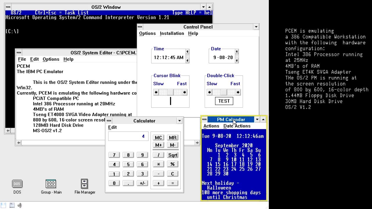 OS/2 Version 1.2 On PCEM