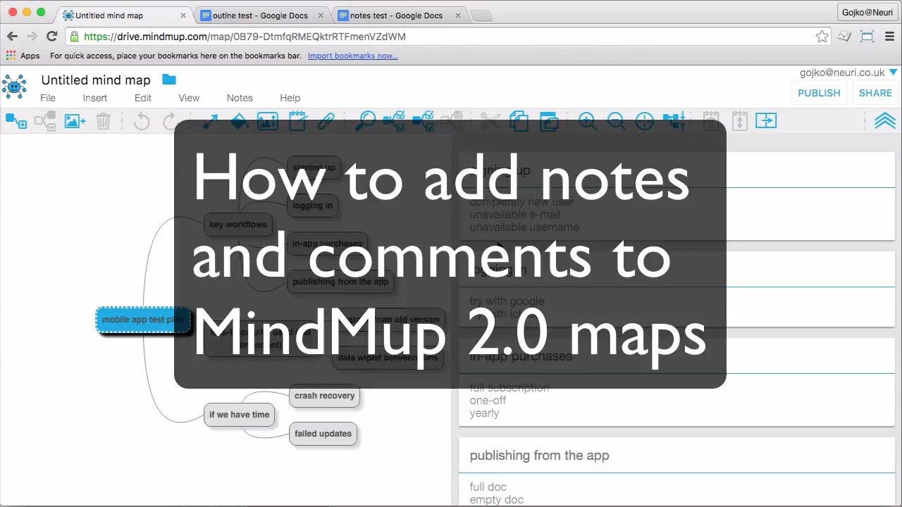 How to add notes and comments to mind maps in MindMup 2.0