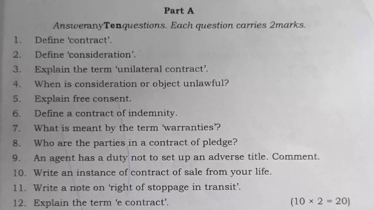 BRF Model Question Paper | MGU B.Com Final Examination