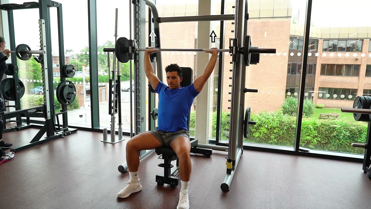 Smith Machine Seated Behind the Neck Press Sitting | Machine | Strength and Conditioning Exercises