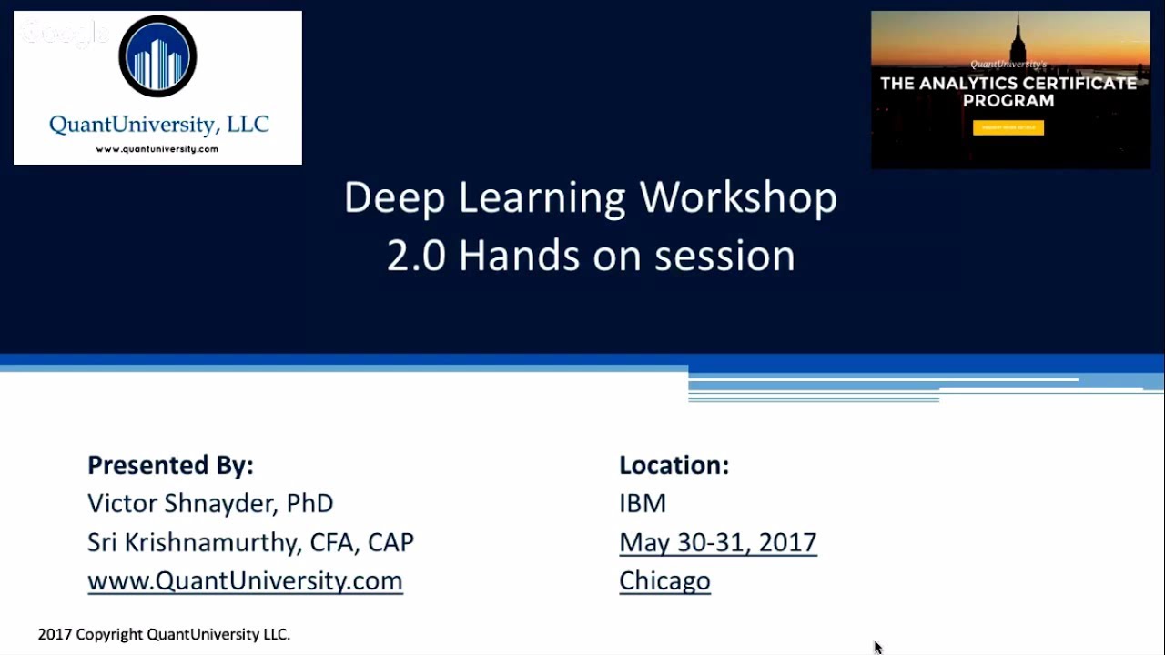 QuantUniversity Deep Learning workshop  Session 1
