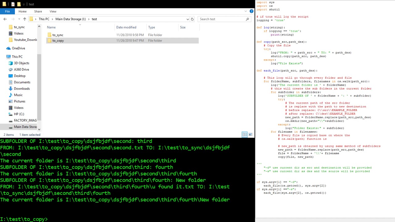 Python Script: Sync Two Directories| Copy FIles