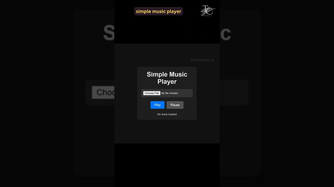 simple music player using html, css and JavaScript | #javascript tutorial in 1 minutes #coding