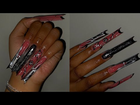 ⛓️Y2K CHROME ACRYLIC NAILS⛓️| Acrylic Application + Edgy Nail Art!