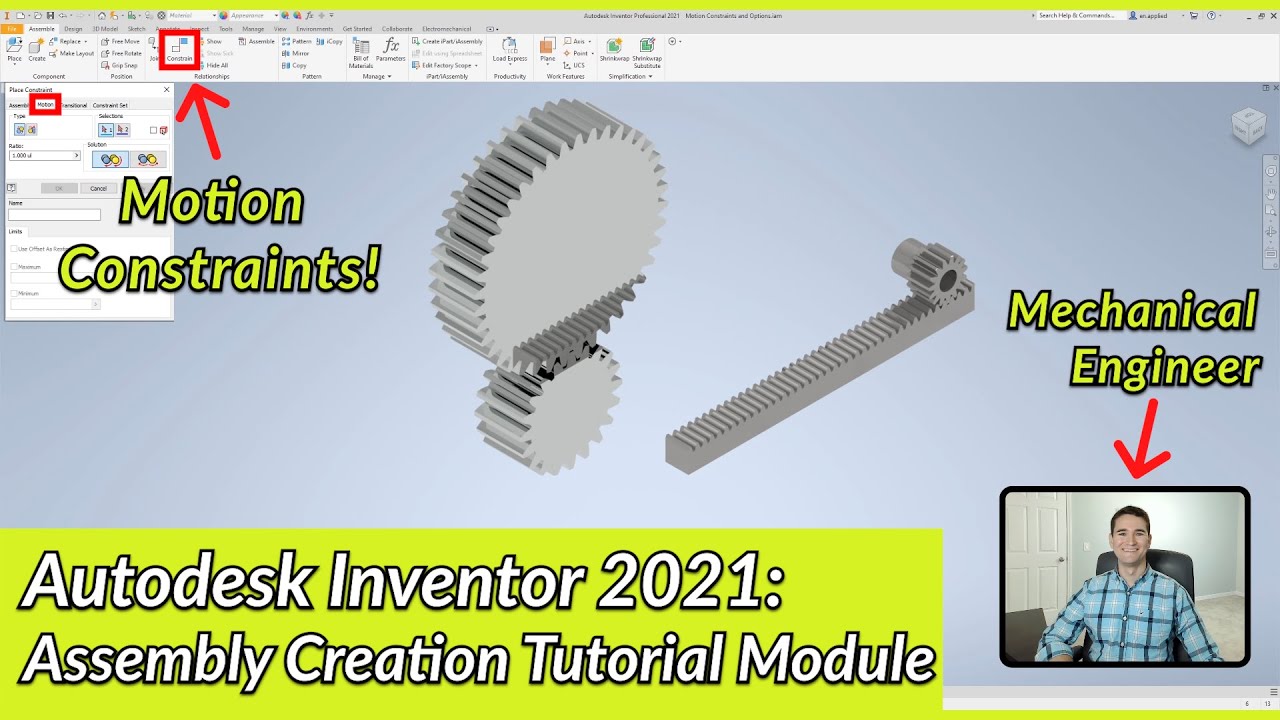 Motion Constraints - Autodesk Inventor Assembly Tutorial | Autodesk Inventor 2021 IN DEPTH