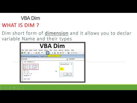 What is Dim in VBA |Basava ITI Manvi|