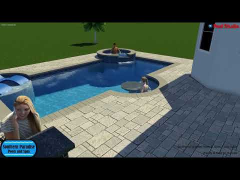 Modern, Feature-packed Pool & Spa Project With Table and Sun Shelf