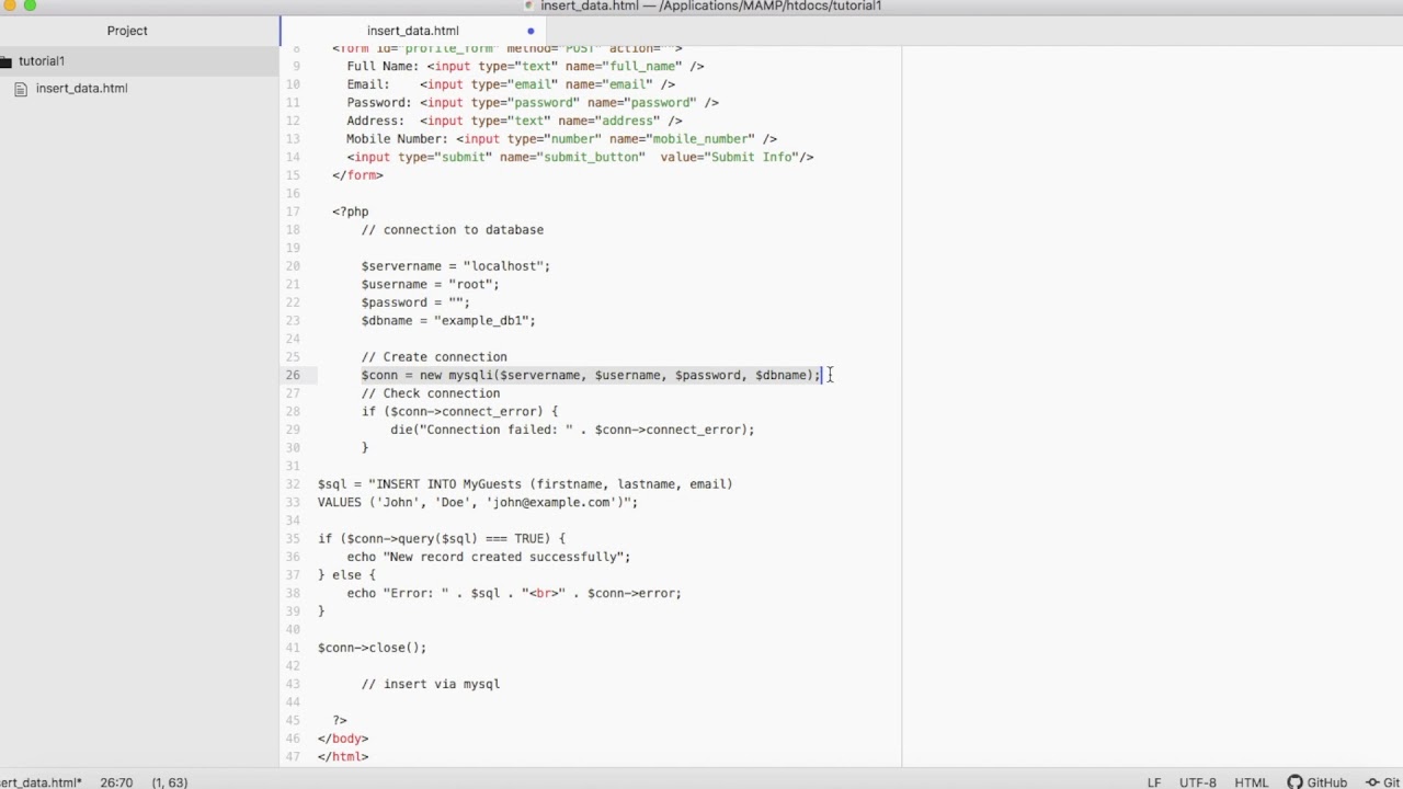 PHP - Insert Form Data Into MYSQL Database Using PHP
