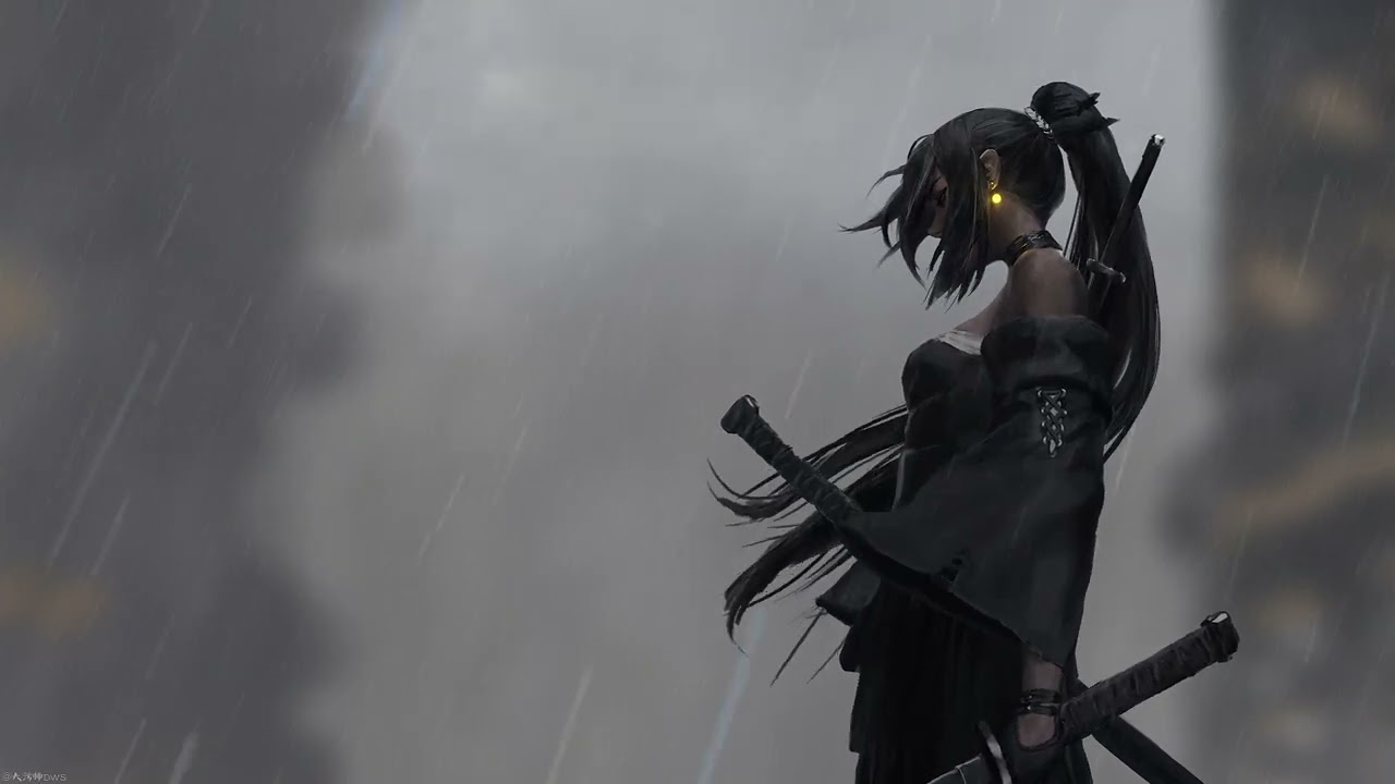 LIVE WALLPAPER FOR PC/4K/UHD/BEST QUALITY(Samurai Girl In The Rain)[MOEWALLS]