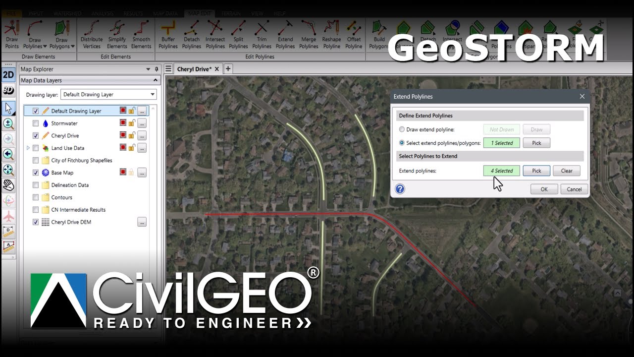 Using Extend Polylines Command in GeoSTORM | CivilGEO