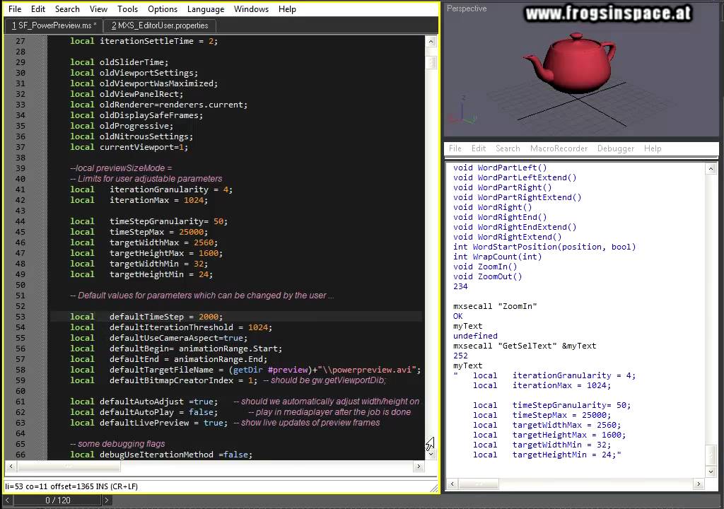 MXSEditor Plugin preview: maxscriptable Maxscript Editor (updated)