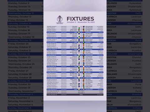 ICC World Cup 2023 Full Schedule | WC23 Fixtures #cricketworld #cricket #iccworldcup