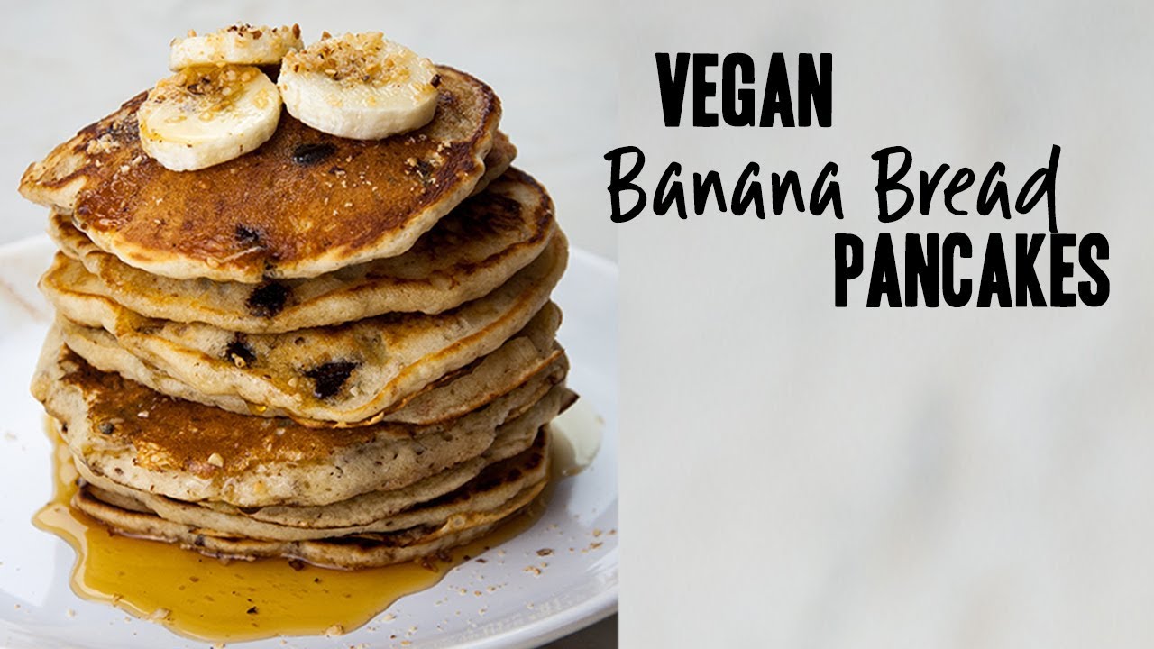 Vegan Banana Bread Pancakes with Chocolate Chunks