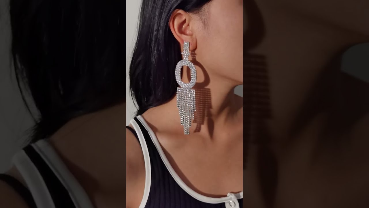Luxury Crystal Rhinestone Alphabet Dangle Earrings