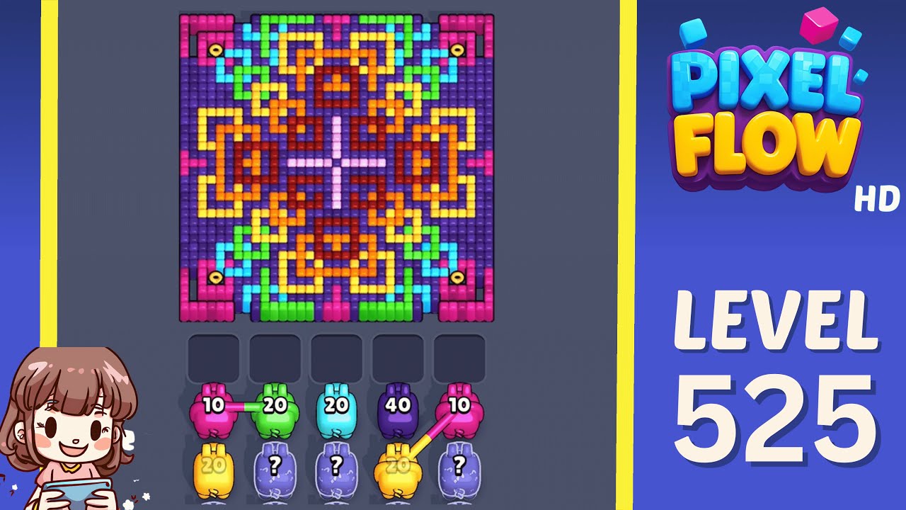 Pixel Flow Level 525 Solution Walkthrough