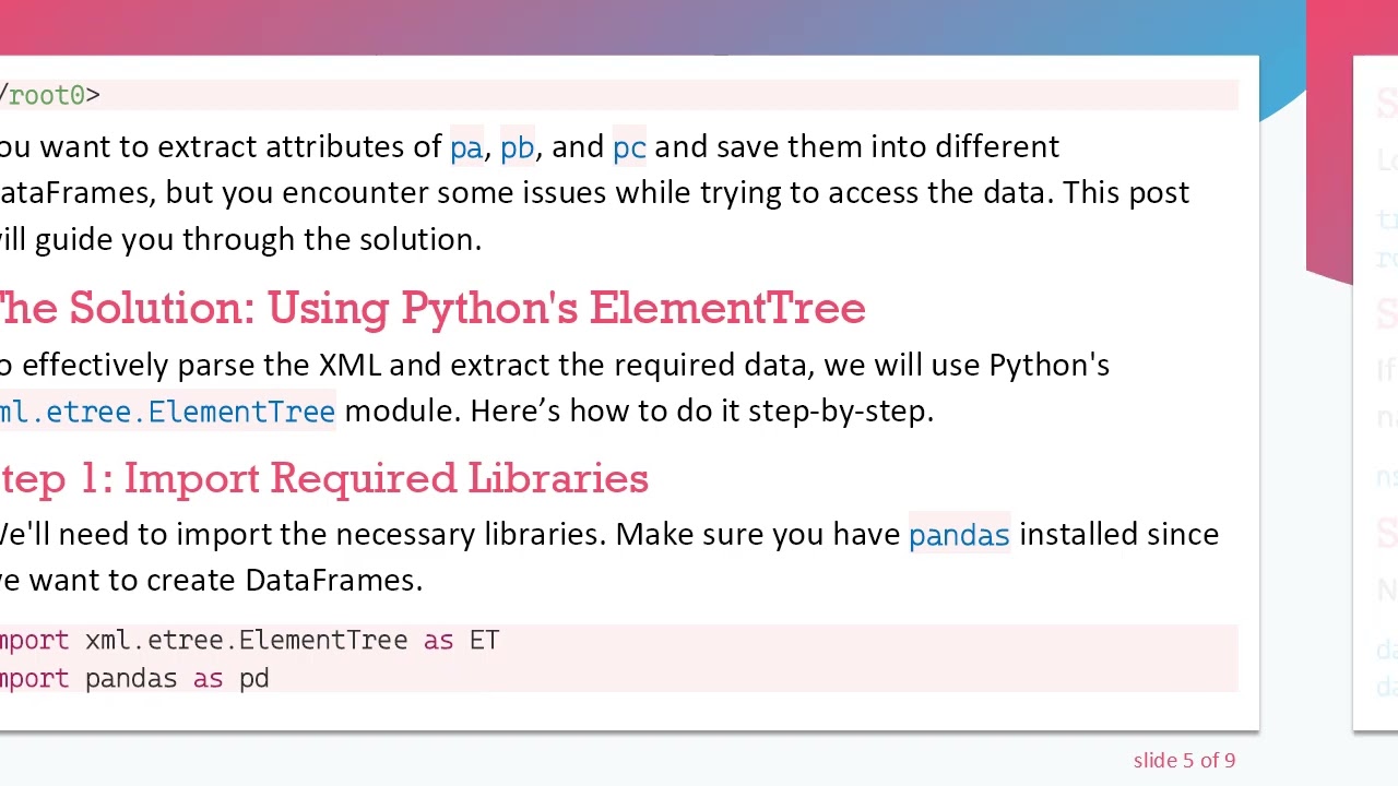Extracting Attributes from XML in Python and Building DataFrames