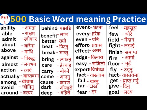 Part-1, 500 English Words | Day to Day Vocabulary Words English Learn for Fluent English Speaking