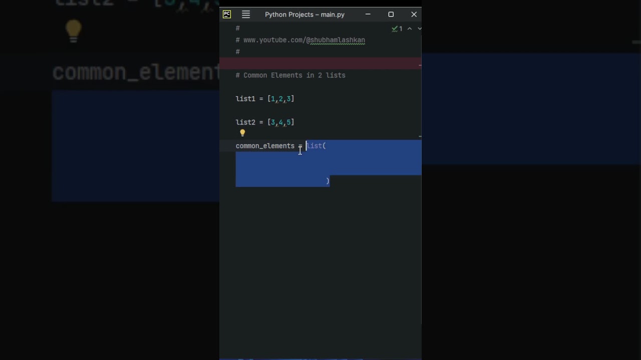 How to find Common Elements from 2 list using set and operation in Python?  #python #shorts #coding