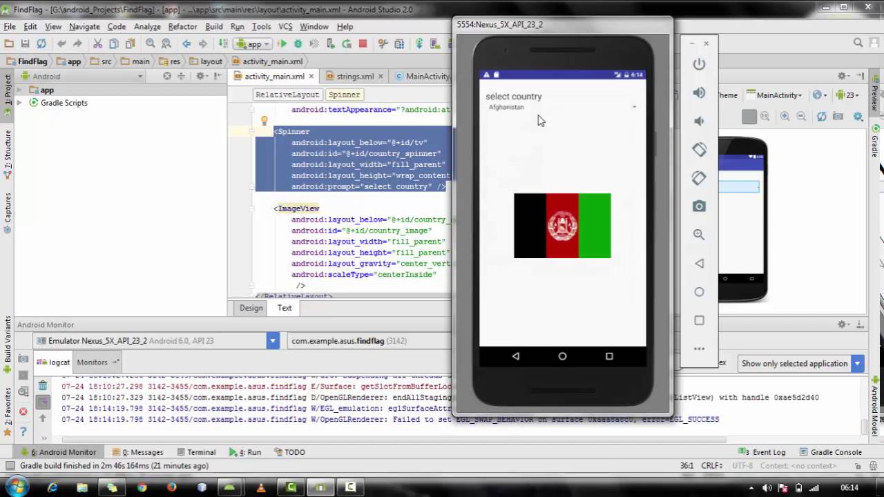 Android Spinner tutorial using Android studio