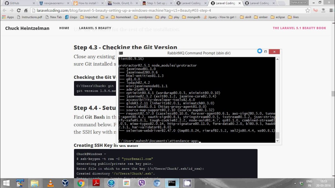 How to use github, install node, npm, bower, grunt and start with a node based application