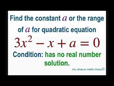 Find constant a for quadratic equation 3x^2 -x +a =0 that has no real number solution