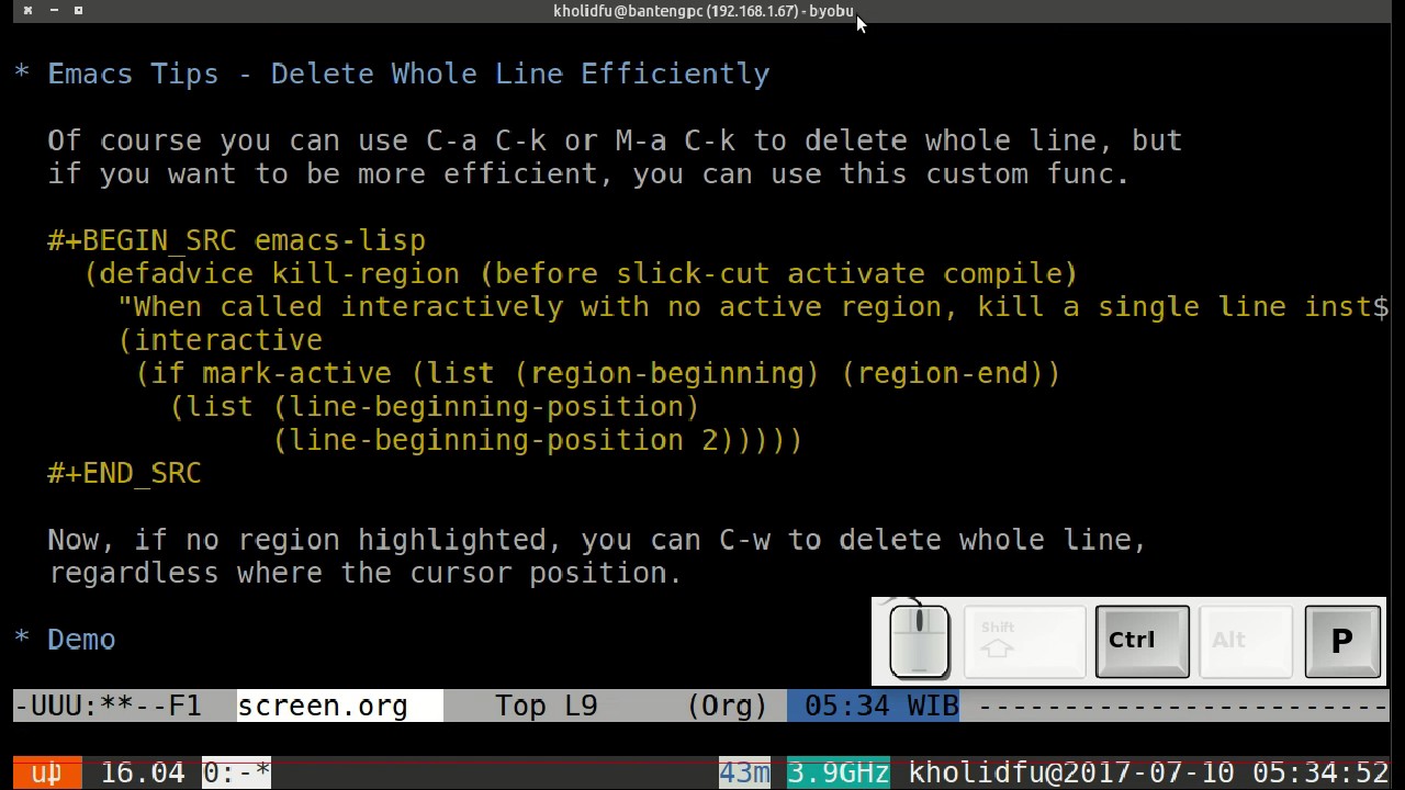 Emacs - Efficient Delete Whole Line