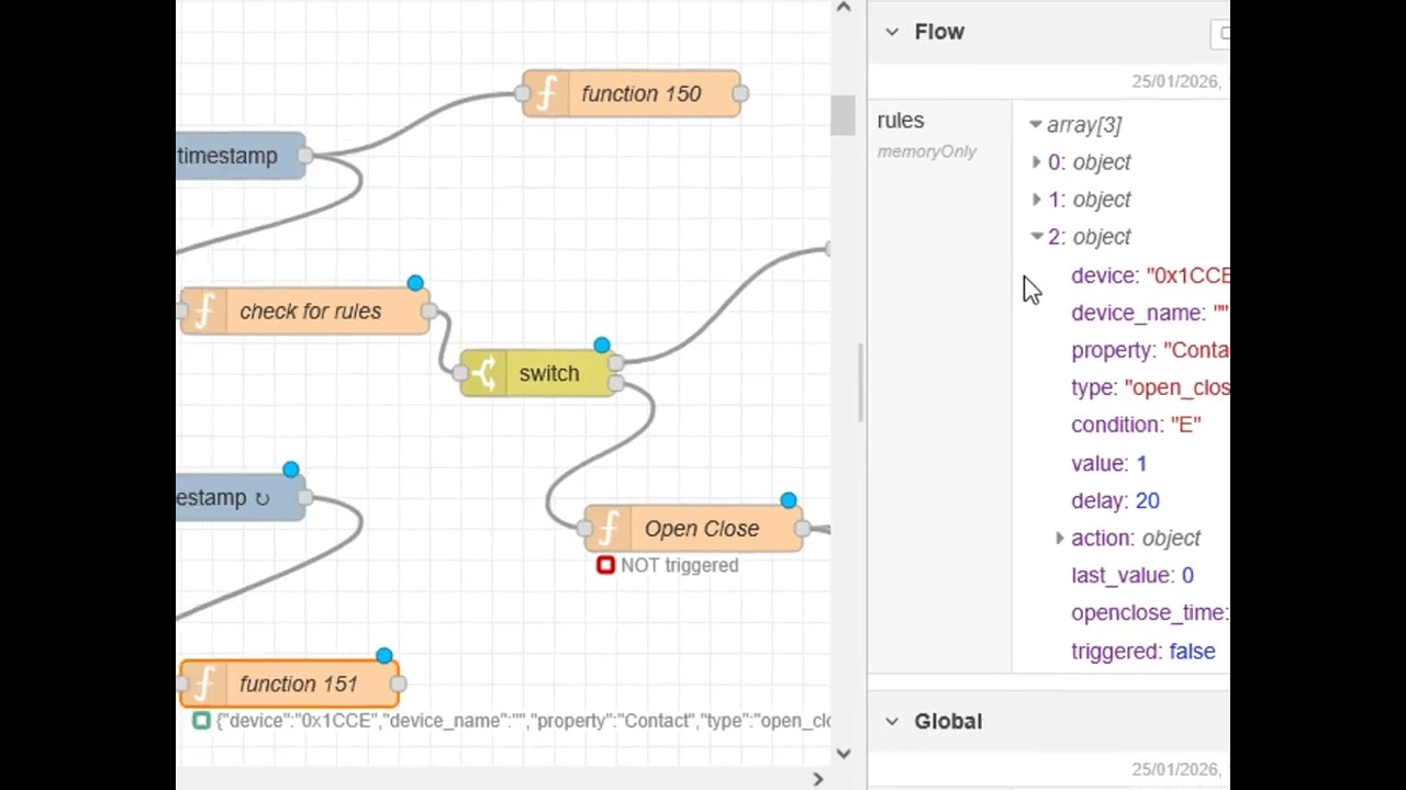 Using Status information for flow debugging-Node-RED