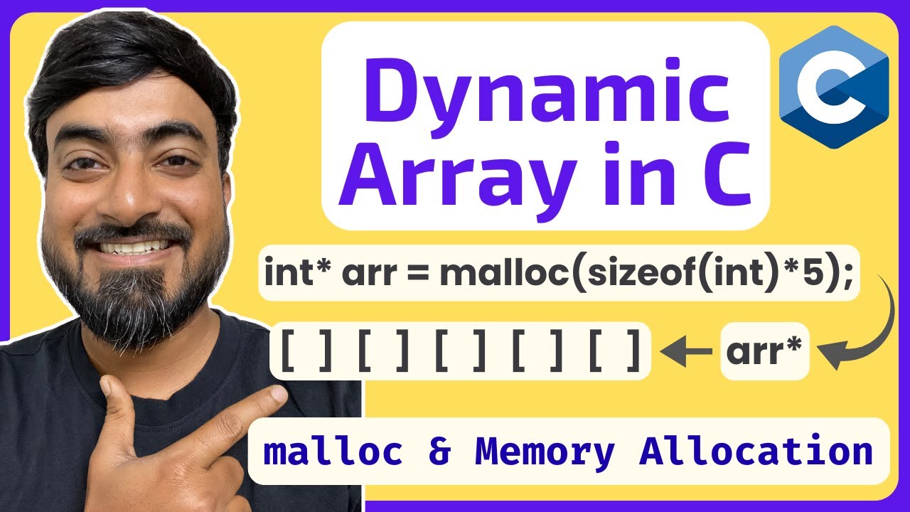 Dynamic Array in C using malloc | Dynamic Memory Allocation | C Programming for Beginners