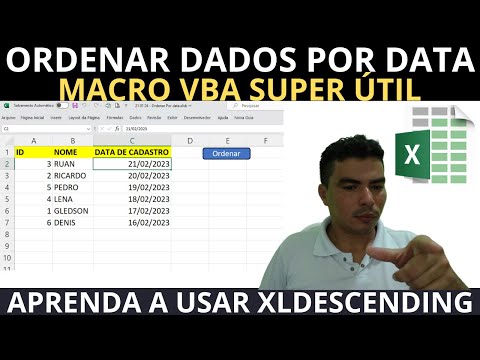 ORDENAR DADOS POR DATA USANDO PLANILHA EXCEL COM VBA, COMO ORDENAR PLANILHA USANDO DATA DE CADASTRO