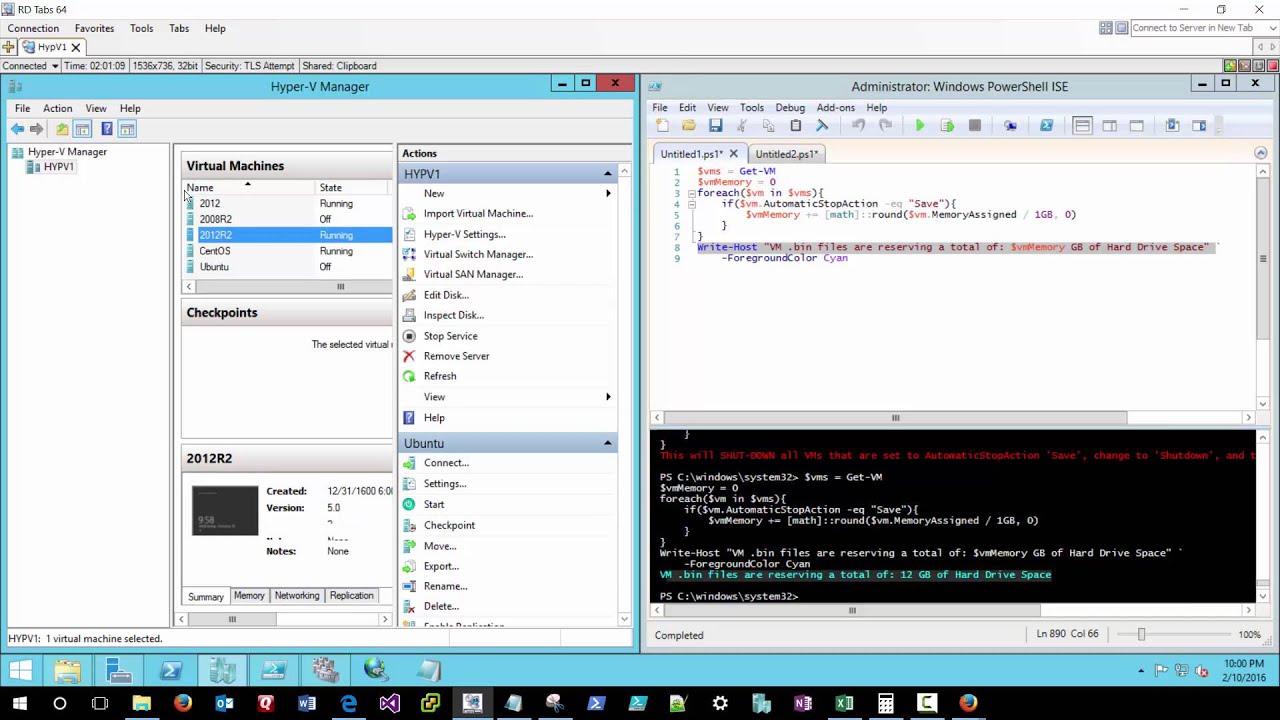 Hyper-V VM BIN file and AutomaticStopAction
